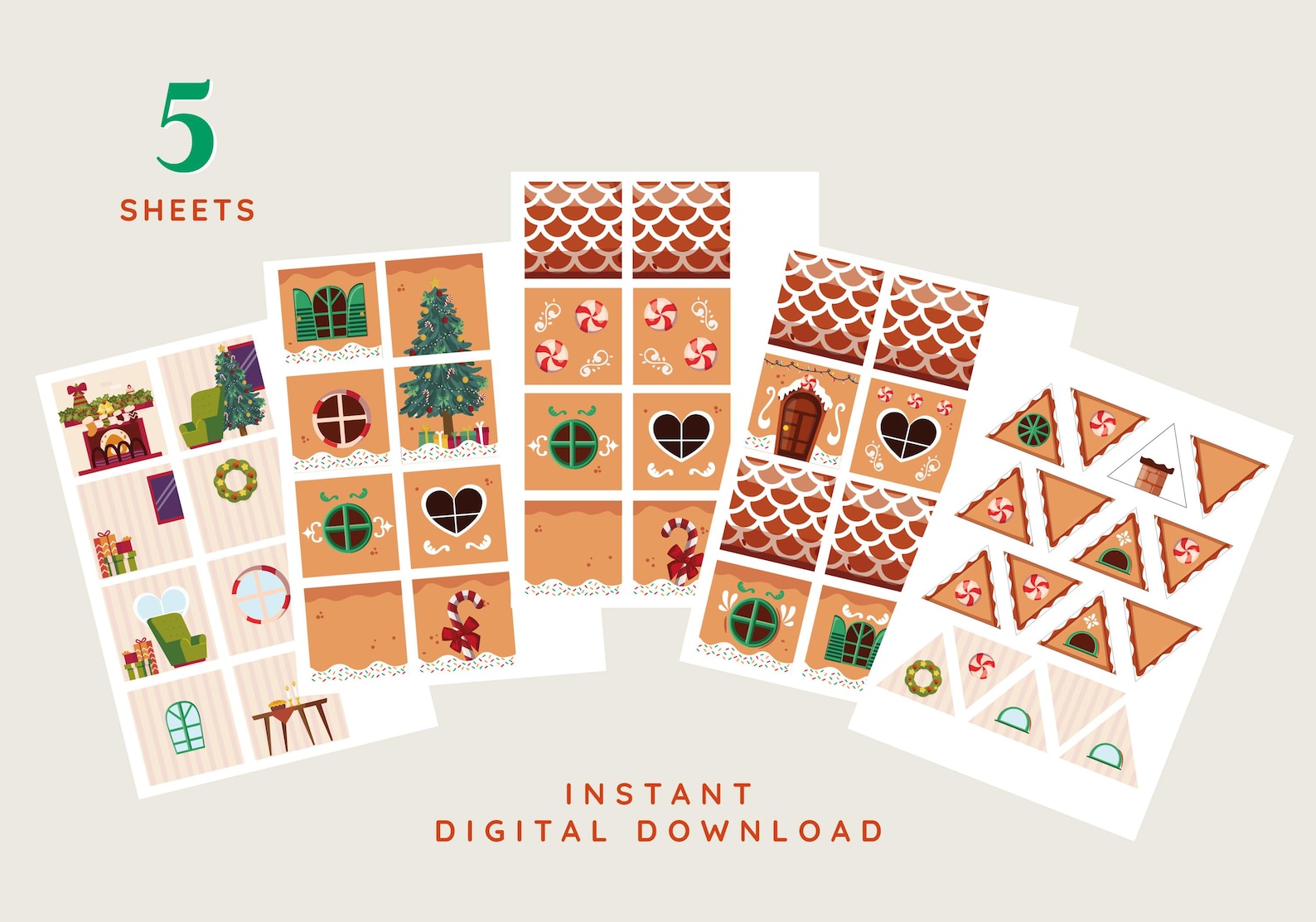 Christmas Magnetic Tile Stickers: Elf House Gingerbread (digital ...