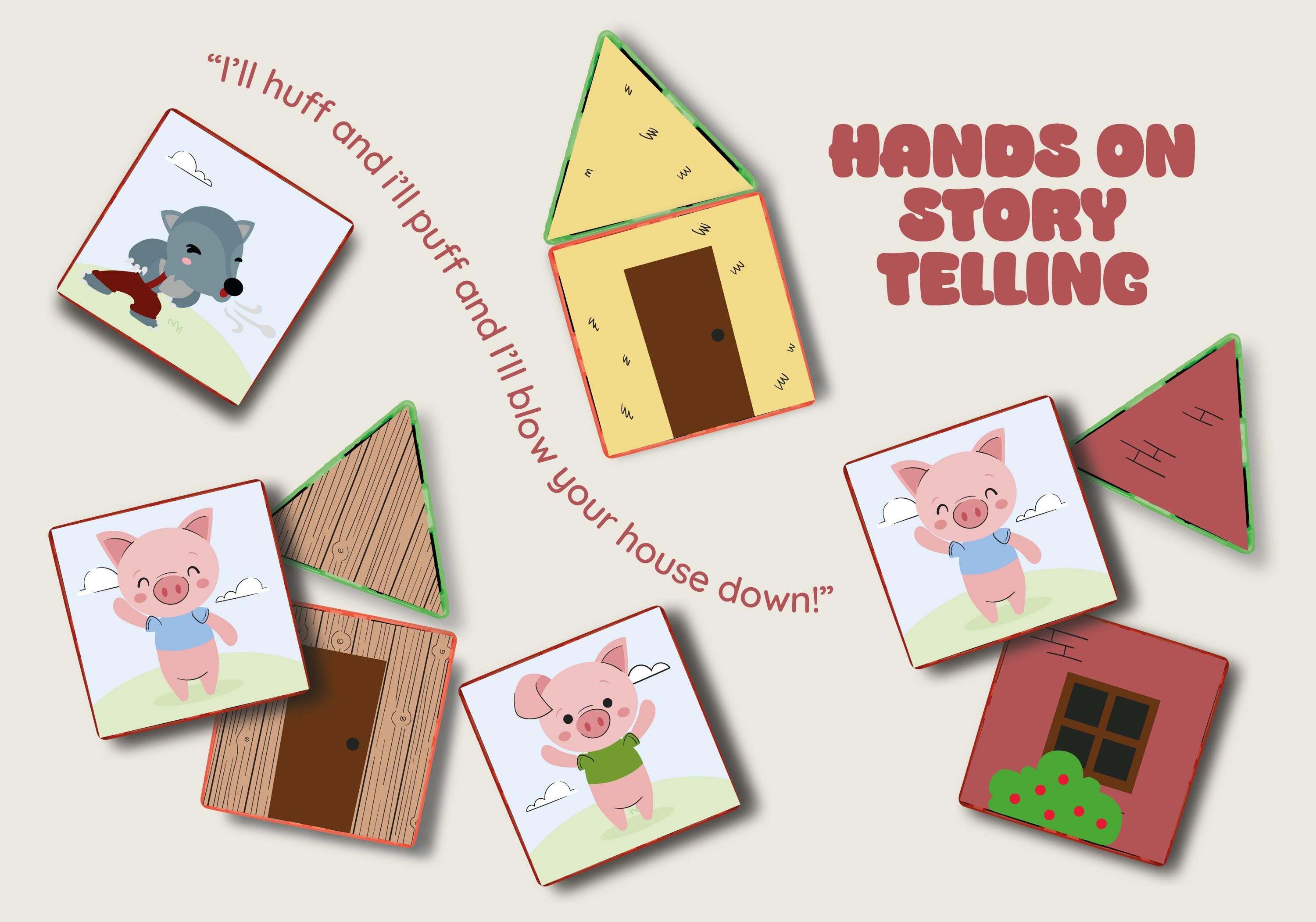 Three Little Pigs Magnetic Tile Stickers: Story Time (digital Download ...