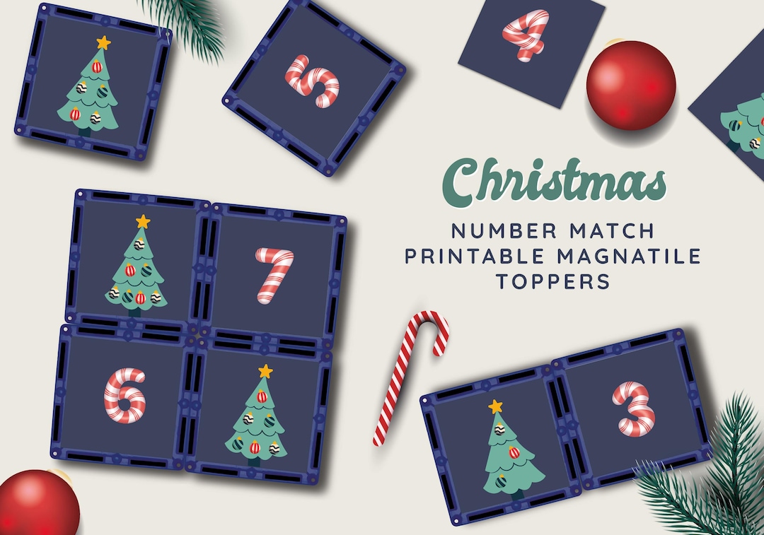 Christmas Number Match Game: Magnetic Tile Stickers (digital Download ...