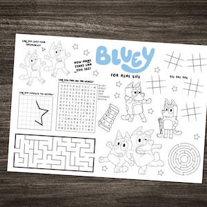 Bluey Activity Sheet Printable Maze, Colouring, Spot the Difference ...