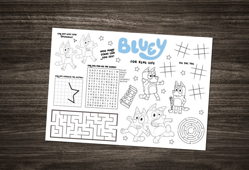 Bluey Activity Sheet Printable Maze, Colouring, Spot the Difference ...