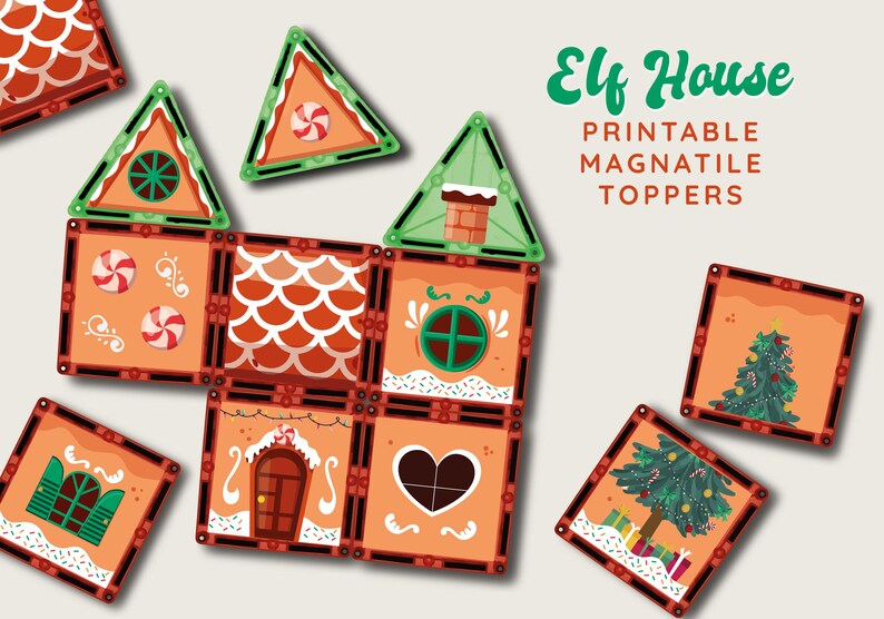 Christmas Magnetic Tile Stickers: Elf House Gingerbread (digital ...