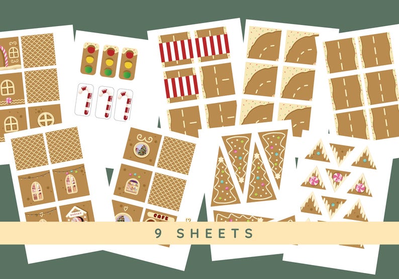 Christmas Gingerbread Town Magnetic Tile Stickers: Candy Cane Lane ...