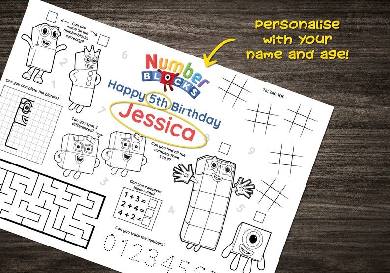 Personalised Numberblocks Activity Sheet Printable Maze, Colouring ...