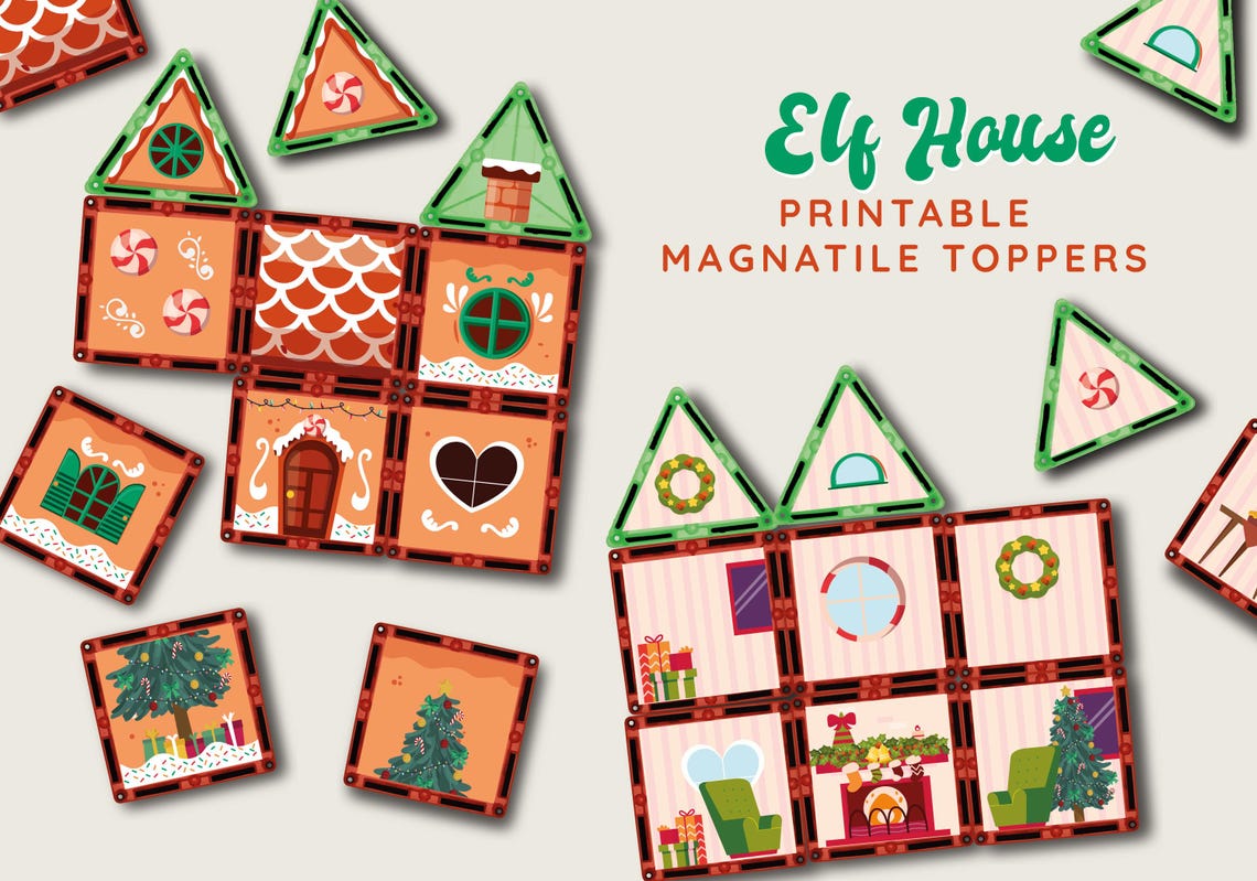 Christmas Magnetic Tile Stickers: Elf House Gingerbread (digital ...