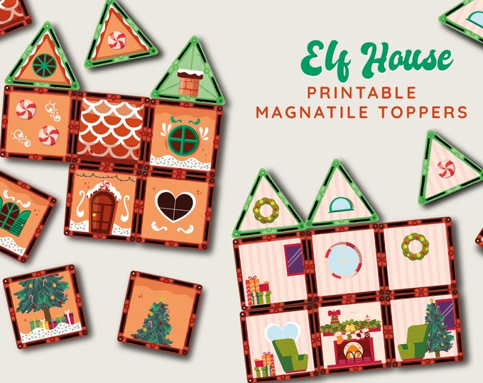 Christmas Magnetic Tile Stickers: Elf House Gingerbread (digital ...