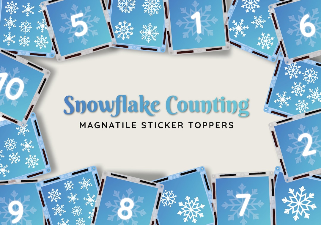 Snowflake Magnatile Stickers Topper Counting Number Match Game Printed ...