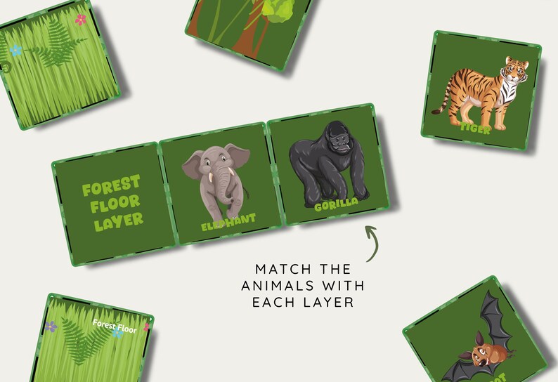 Rainforest Layers and Animals Match up Pack: Magnetic Tile Stickers ...