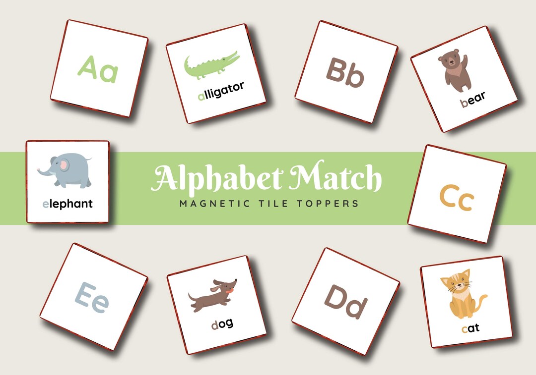 Alphabet Animals Match Magnetic Tile Stickers Topper A-z - Instant ...