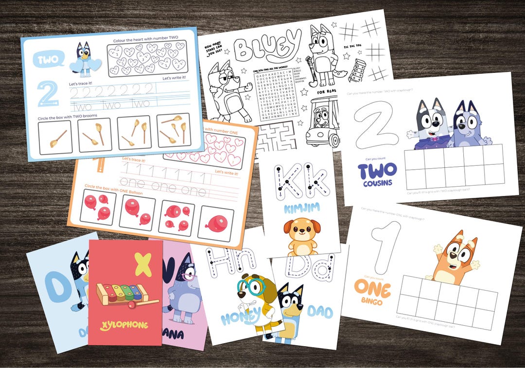 Bluey Learning Pack Educational Learning Through Play Counting ...