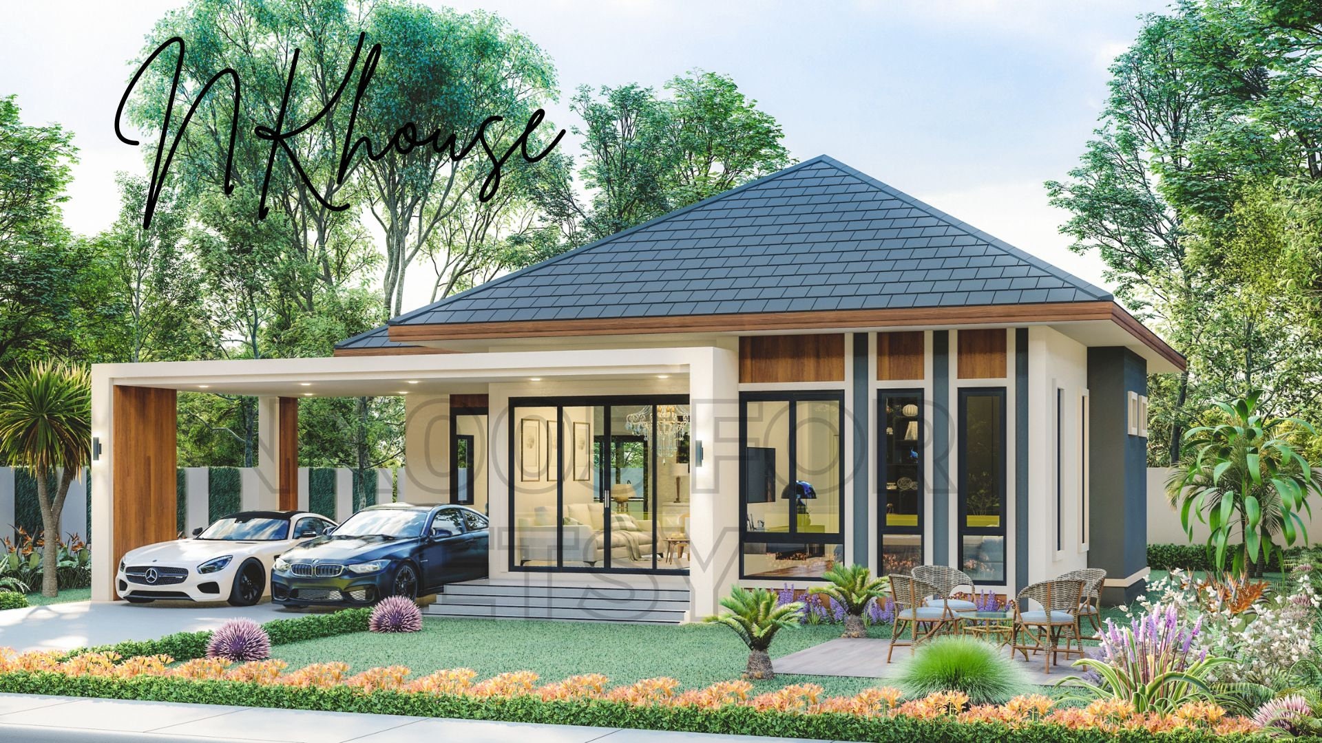 NK005 SKETCHUP Model 3D Rendering House Design File Contemporary House ...