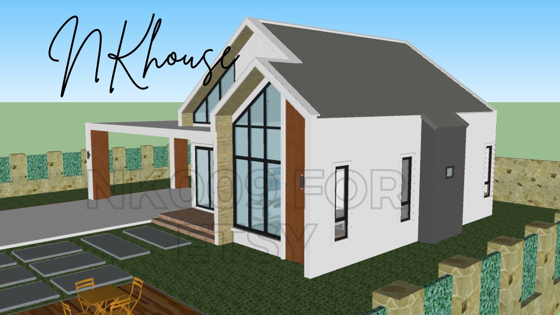 NK009 SKETCHUP File Nordic House Exterior Design, 3D Architectural Rendering, Realistic ...