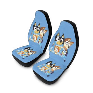 Car Seat Covers Bluey Design With Option to Choose Background Color and ...