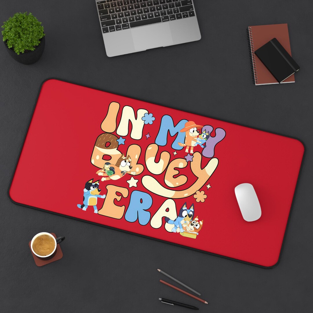 Colorful Bluey Era Desk Mat for Home Office, Kids Playroom Decor, Fun ...