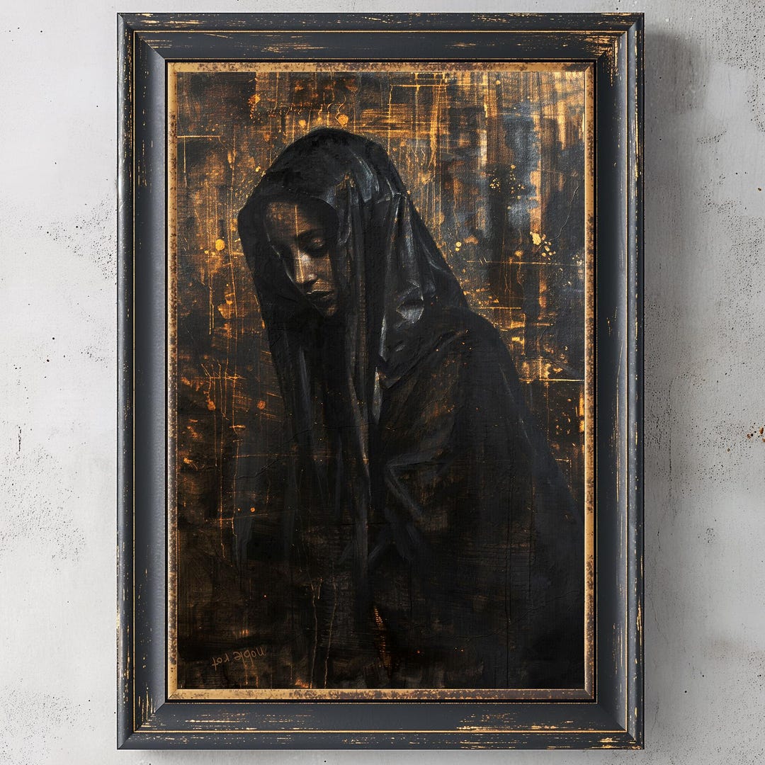Graphite & Gossamer | Printable Oil Painting, Dark Renaissance, Female ...
