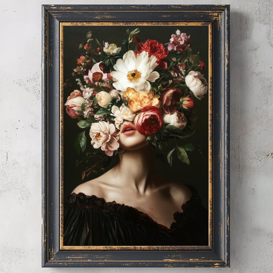 Blossoming | Floral Femme, Printable Oil Painting, Dark Renaissance ...