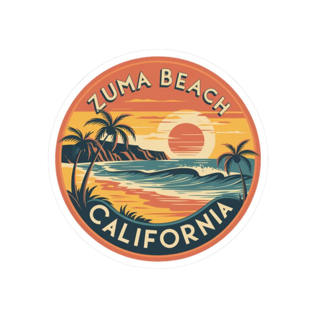 Stickers Zuma Beach California Sunset Serenity, Kiss-cut Decals, Laptop ...