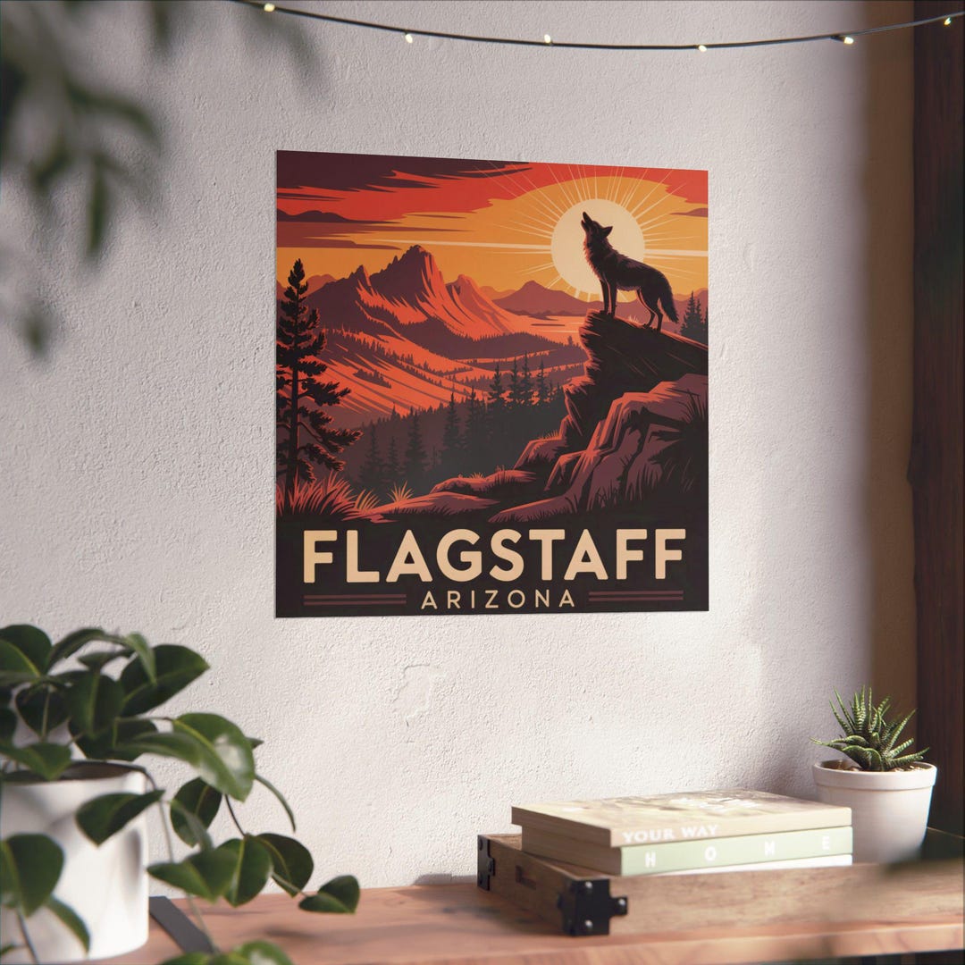 Flagstaff Arizona Poster - Howling Wolf Sunset Art Print - Etsy