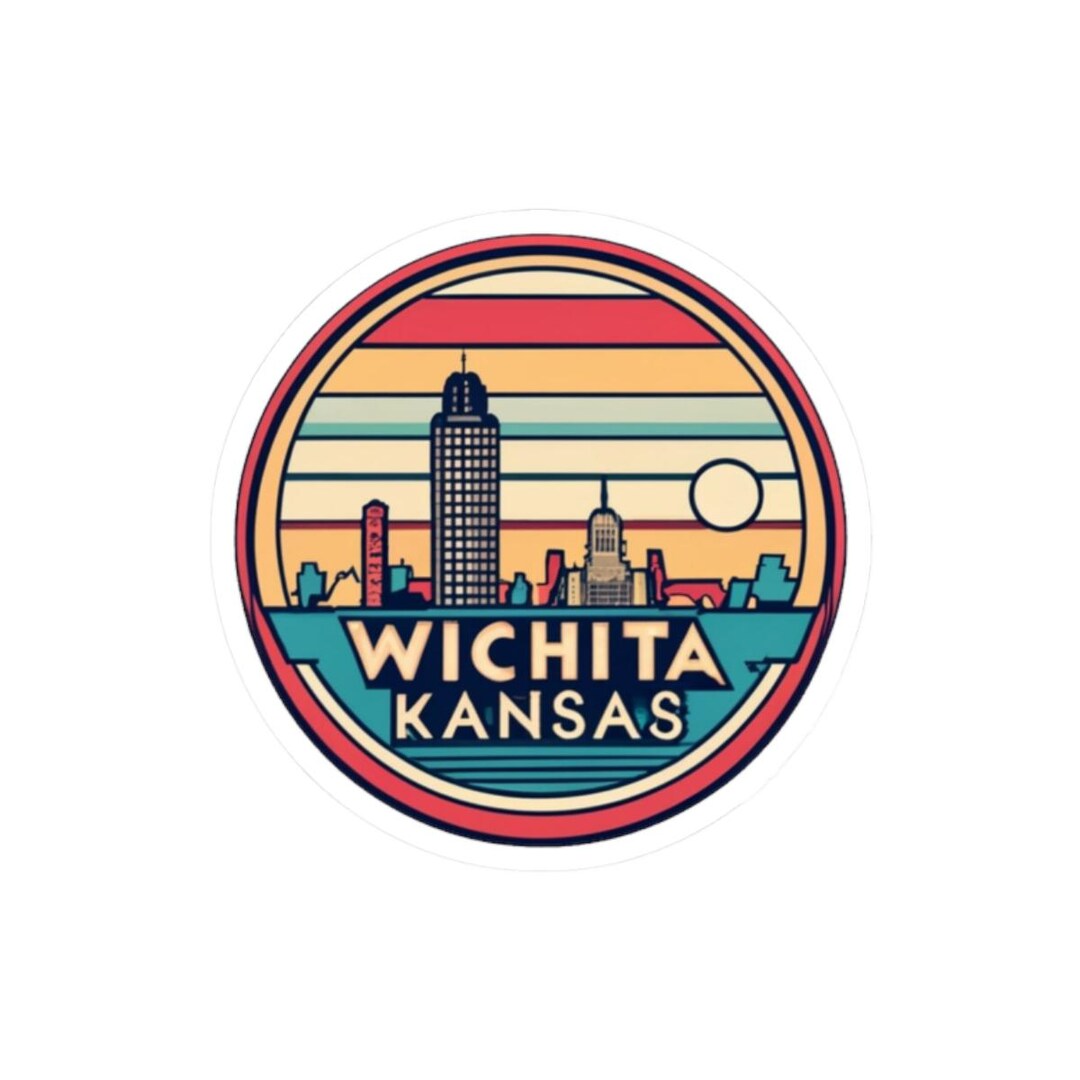 Wichita Kansas Skyline Stickers, Cityscape Art Decals, Vibrant Travel ...