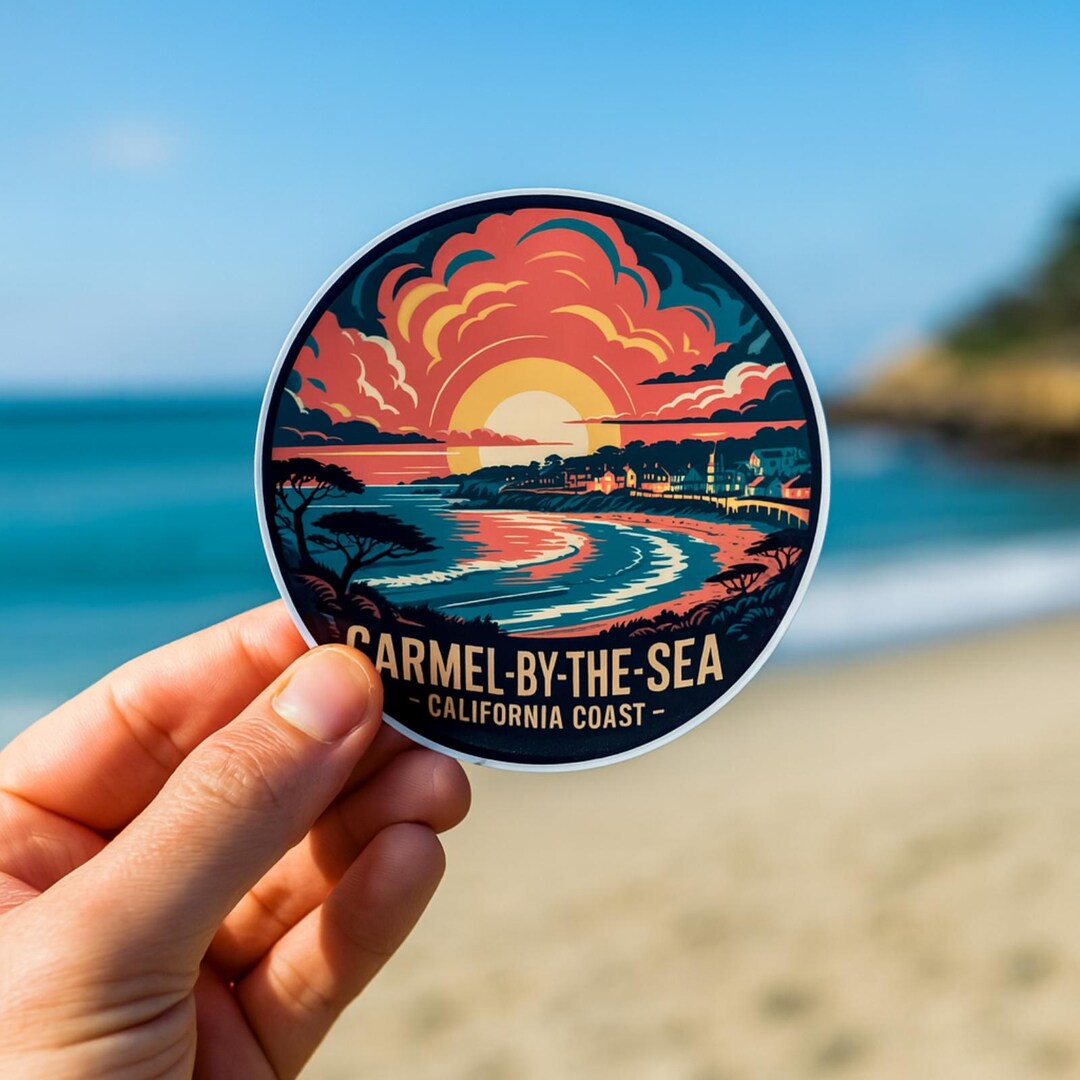 Carmel-by-the-sea California Sticker: Retro Sunset Coastal Art - Etsy