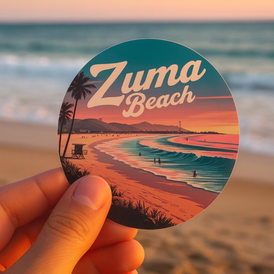 Zuma Beach Sunset Sticker: Retro California Coastal - Etsy