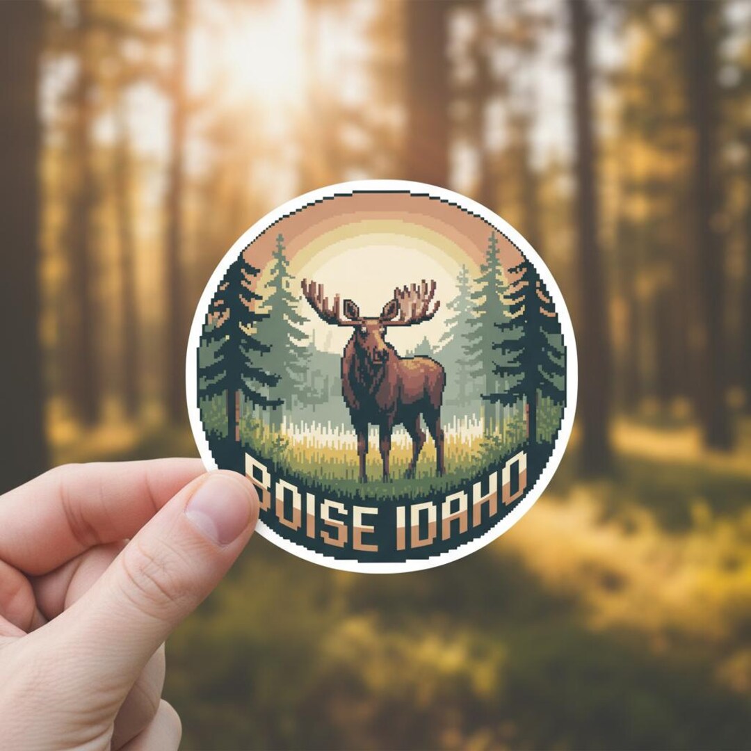 Boise Idaho Sticker: Moose Pixel Art Forest - Etsy