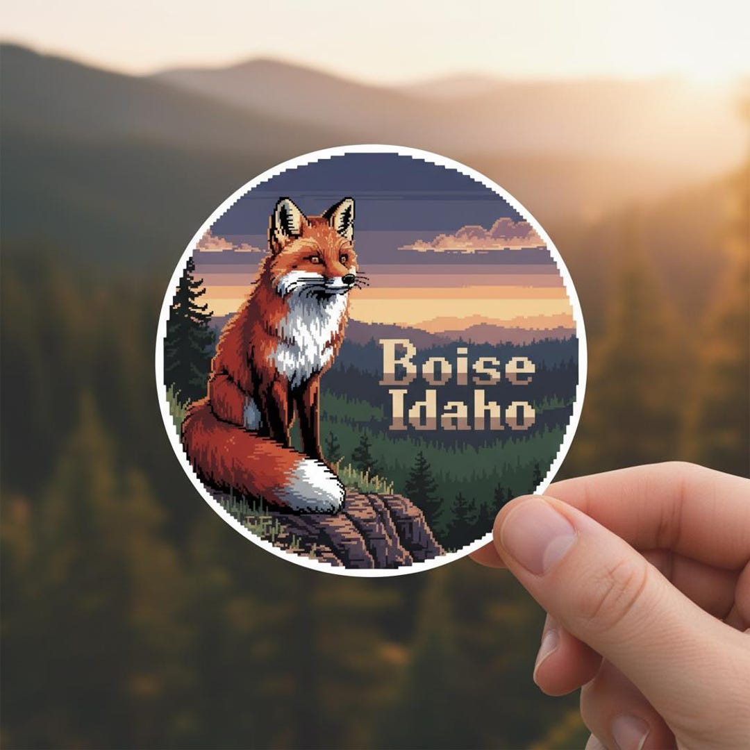 Boise Idaho Red Fox Sticker: Pixel Art Mountain - Etsy
