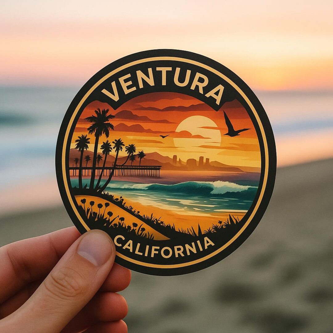 Ventura California Sticker – Sunset Paradise Kiss-cut Decal, Travel ...