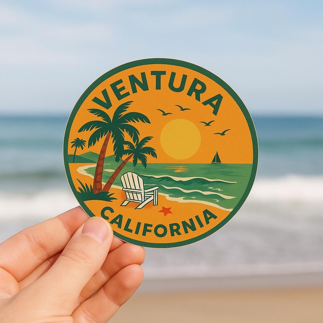 Ventura California Sunset Sticker: Vintage Beach Scene - Etsy