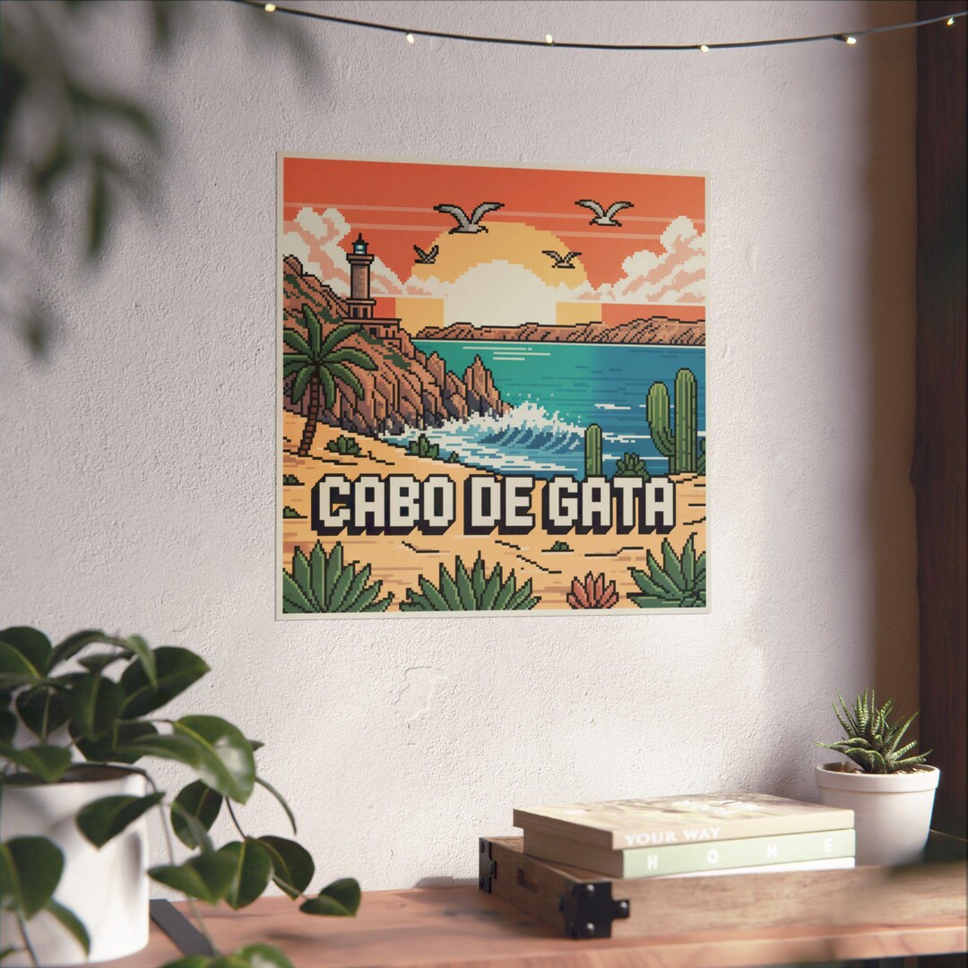 Retro Cabo De Gata Poster: 8-bit Spanish Travel Art - Etsy