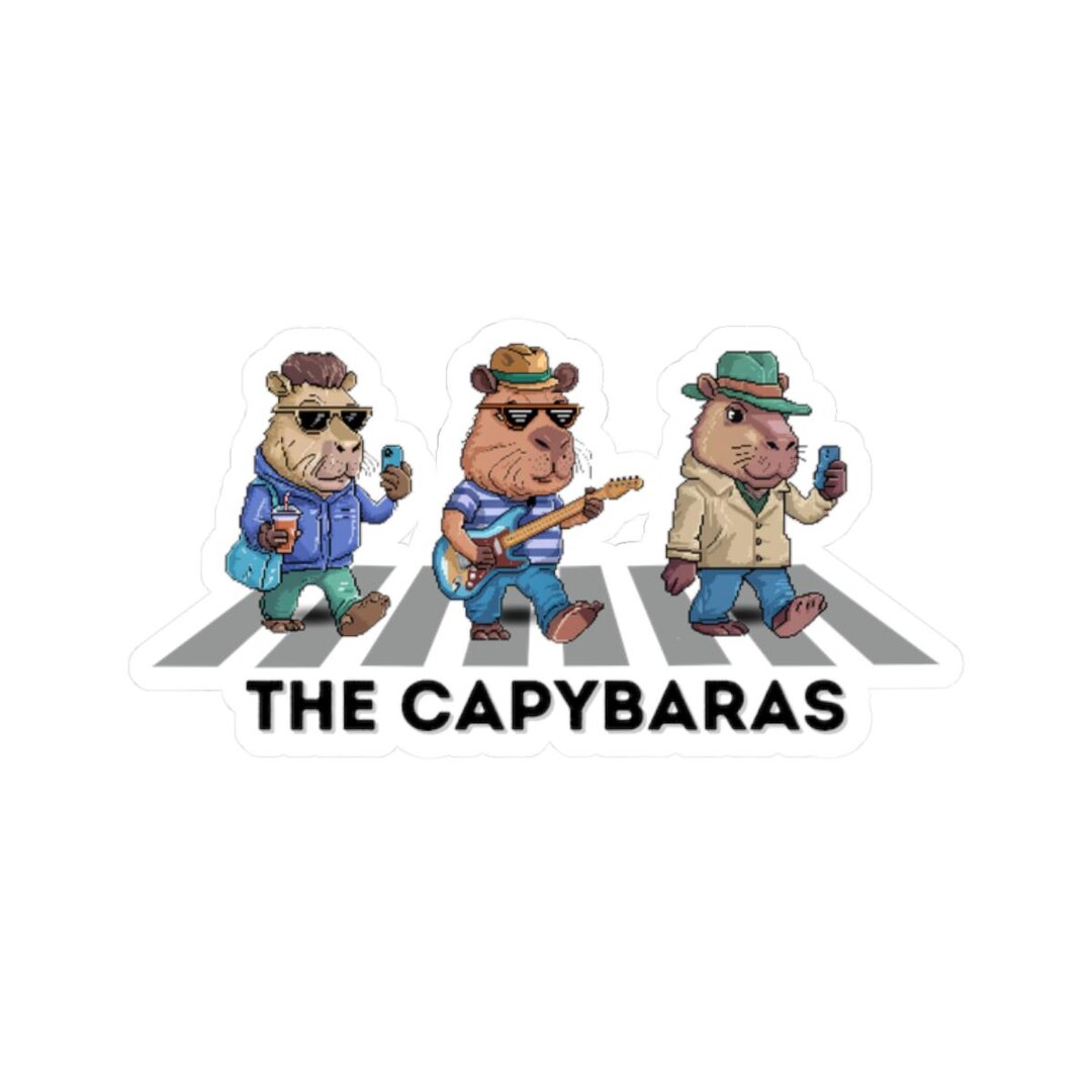 Cool Capybaras Crossing Sticker, Cute Rodent Lover Gift, Gift for ...
