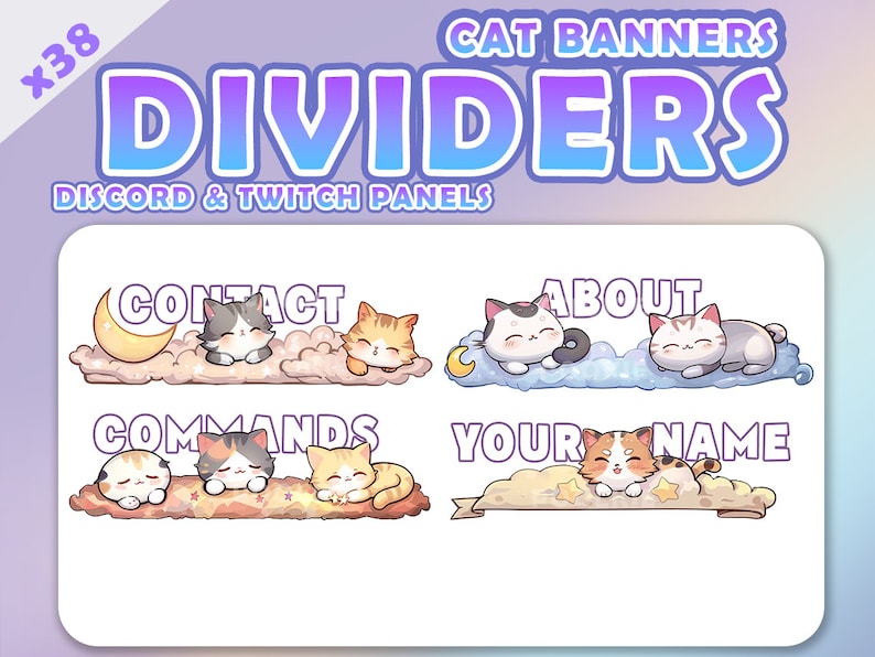Cat Twitch Panels & Discord Dividers | Cute Twitch Banners Cat Discord ...