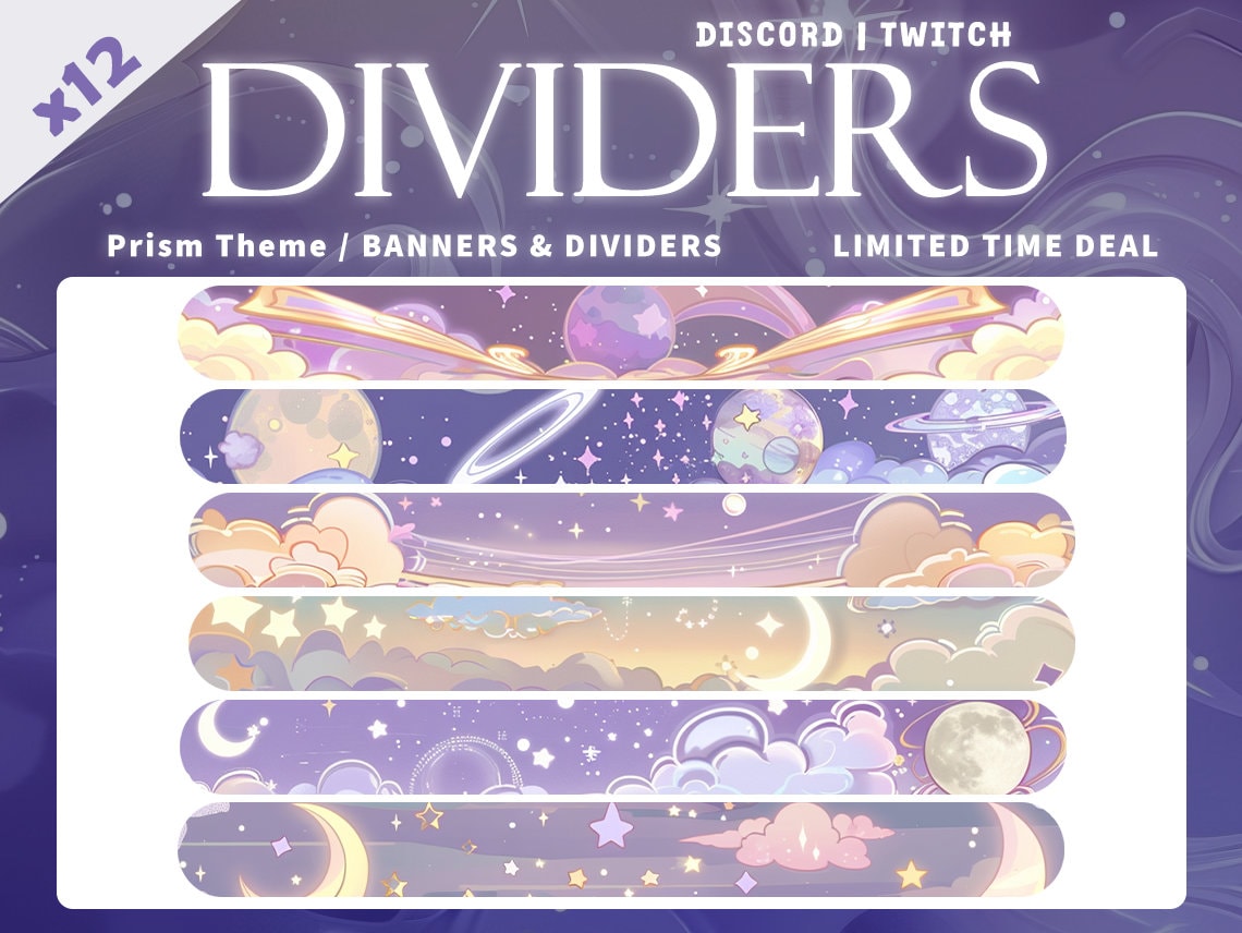 Discord Dividers Banners Purple Moon Sky Stars Night Twitch Panel ...