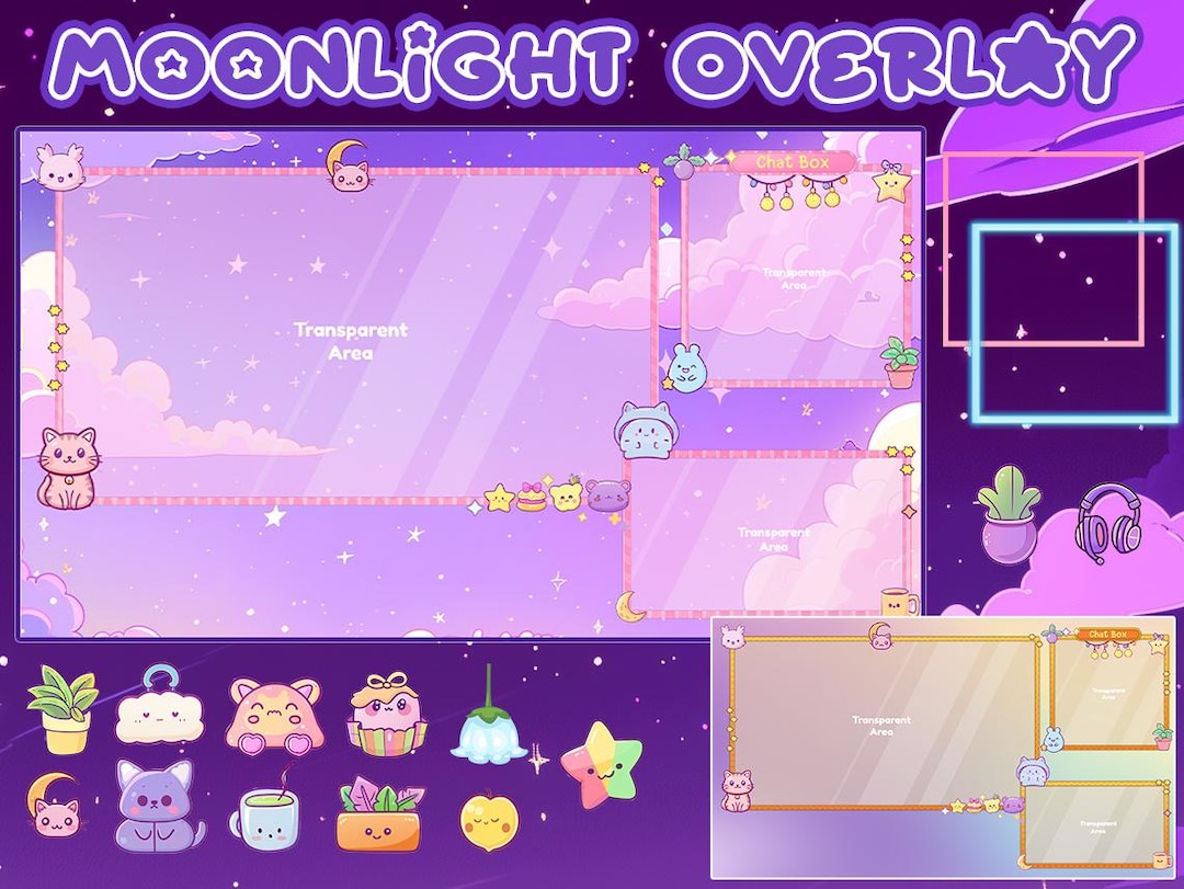 Cute Streaming Overlay Pack | Twitch Overlay | Webcam | Cams | Frames ...