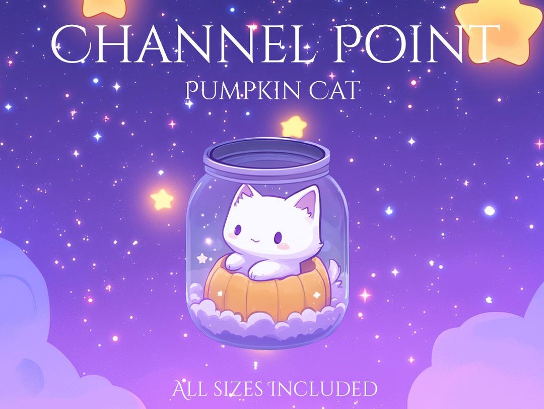 Pumpkin Cat Channel Point | Cute | Halloween, Moon | Stars | Magic ...