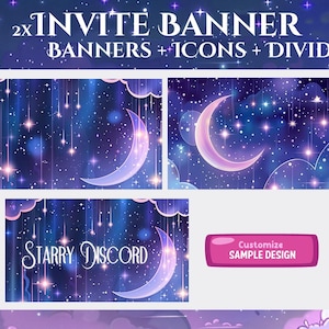 Starry Night Discord Pack | Dividers | Panels | Invite Banner | Welcome ...
