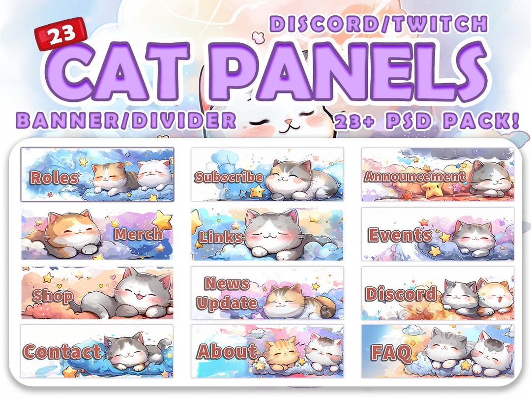 Cat Twitch Panels | Kawaii Cats | Aesthetic | Cute | Adorable | White ...