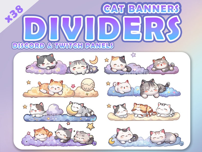 Cat Twitch Panels & Discord Dividers | Cute Twitch Banners Cat Discord ...