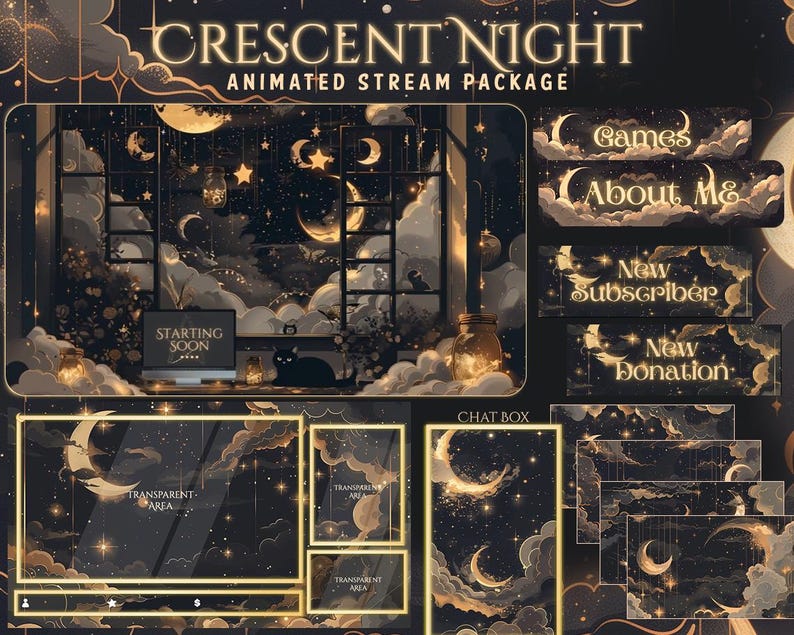 Black Cat Magic Twitch Overlay, Twitch Screen | Animated Overlay Stream ...