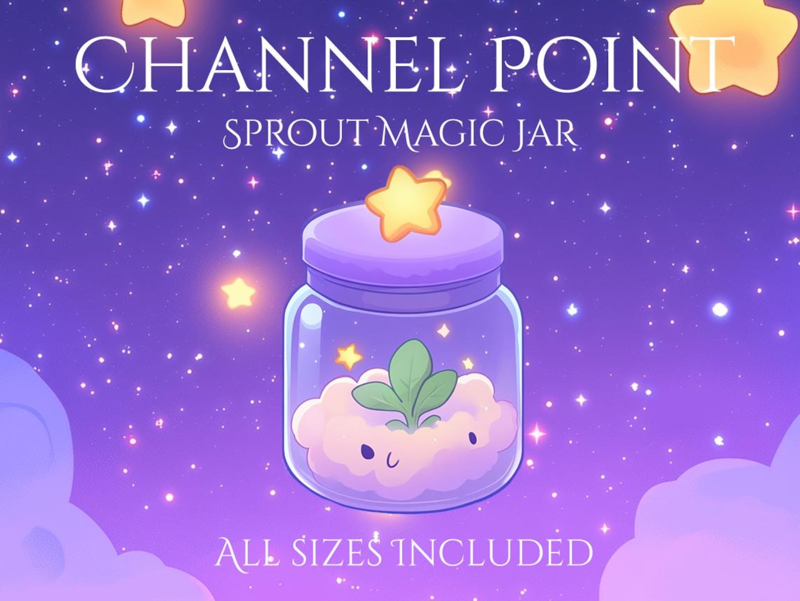 Sprout Jar Channel Point Cute Plant Moon Stars Magic Stream Badge ...