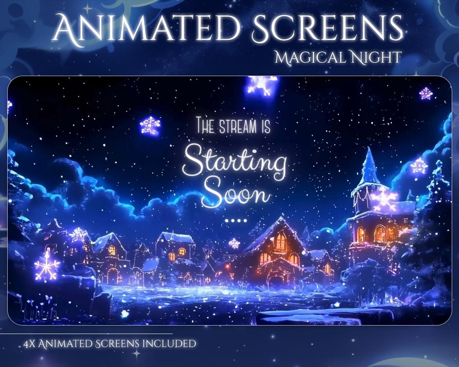 Winter Holiday Town Stream Overlay Pack, Cozy Christmas Night Screens ...