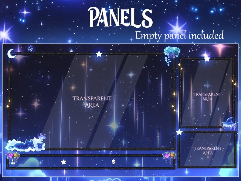 Cosmic Witch Stream Package / Moon / Crow / Purple / Books / Overlay ...