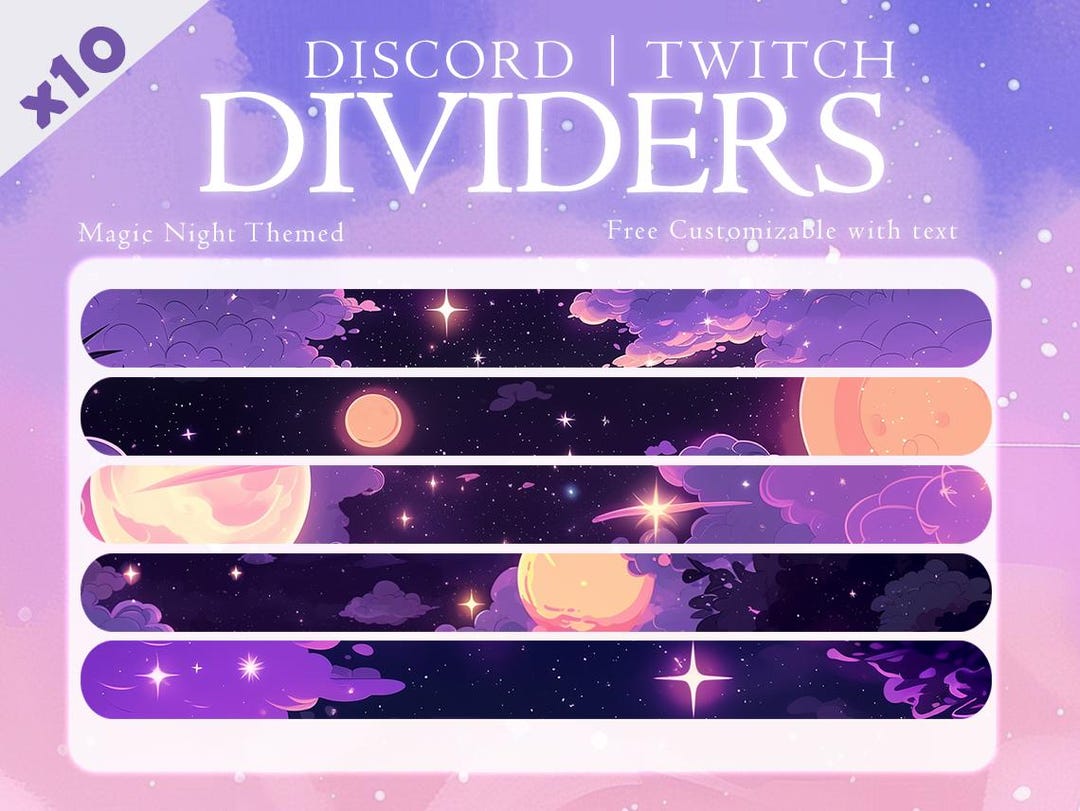 Magic Night Dividers for Discord Twitch | Fantasy Stars Moon Banners ...