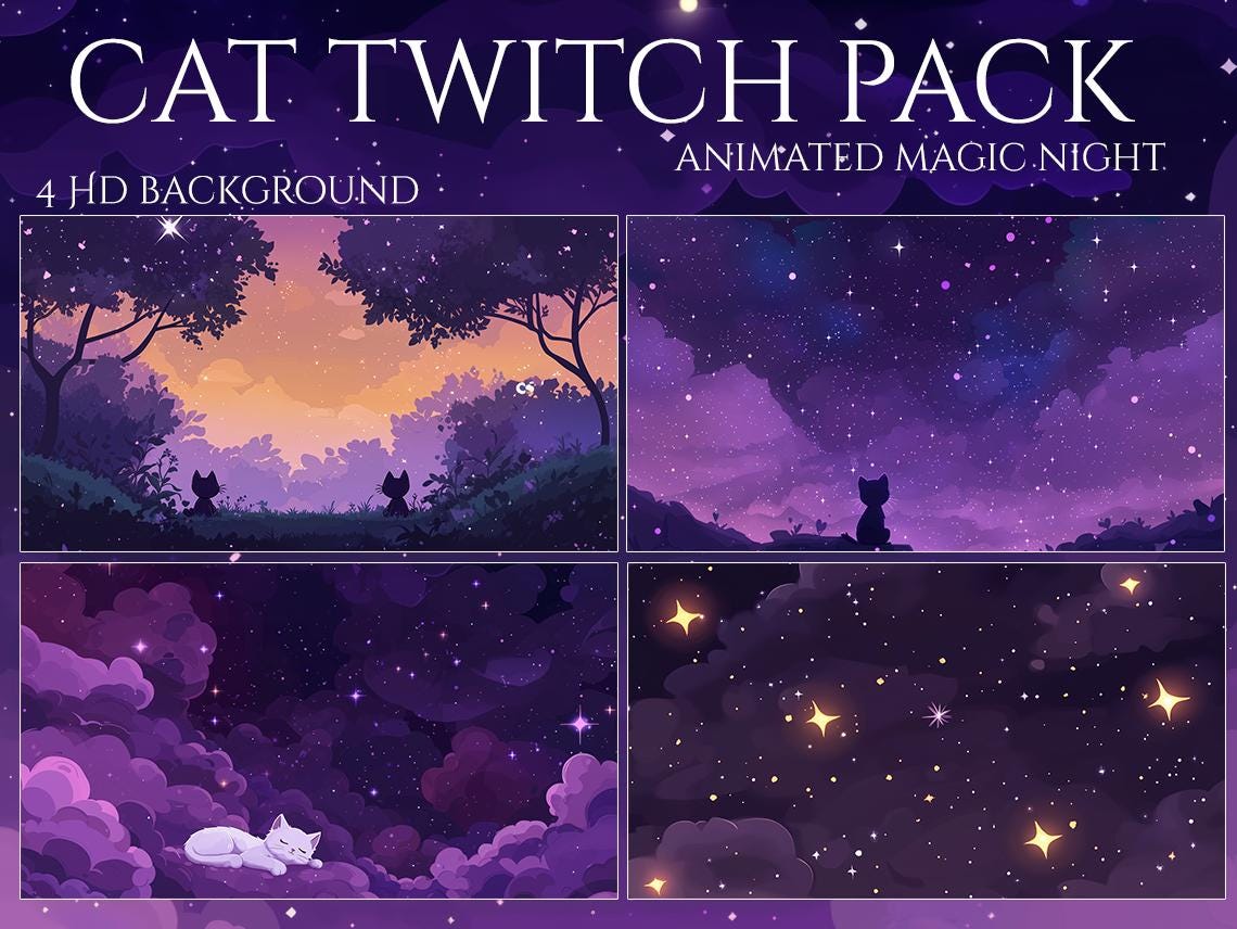 Magical Night Frames, Twitch Overlays | Animated Overlay Stream Package ...