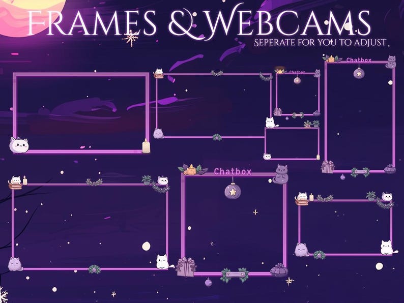 Cat Festive Overlay Pack | Twitch Screen | Animated Overlay Stream ...