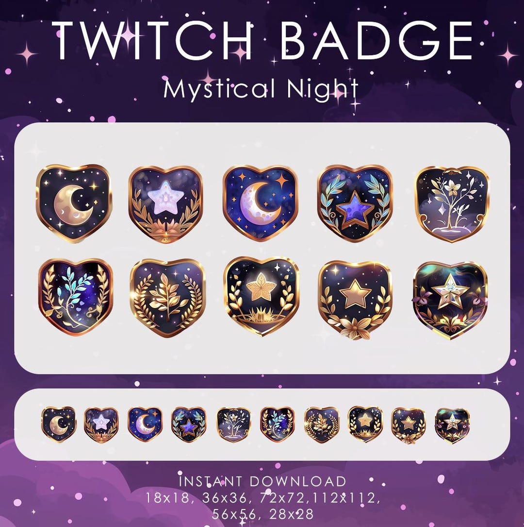 Twitch Badge | Magic Night | Badge Crystal | Twitch Badge Subs | Moon | Channel Points | Star ...