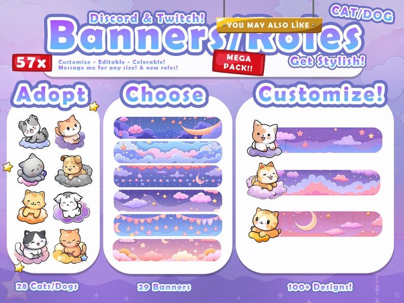 Discord Dividers Banners Purple Moon Sky Stars Night Twitch Panel ...