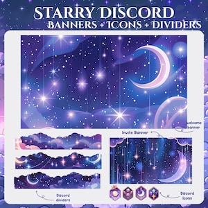 Starry Night Discord Pack | Dividers | Panels | Invite Banner | Welcome ...