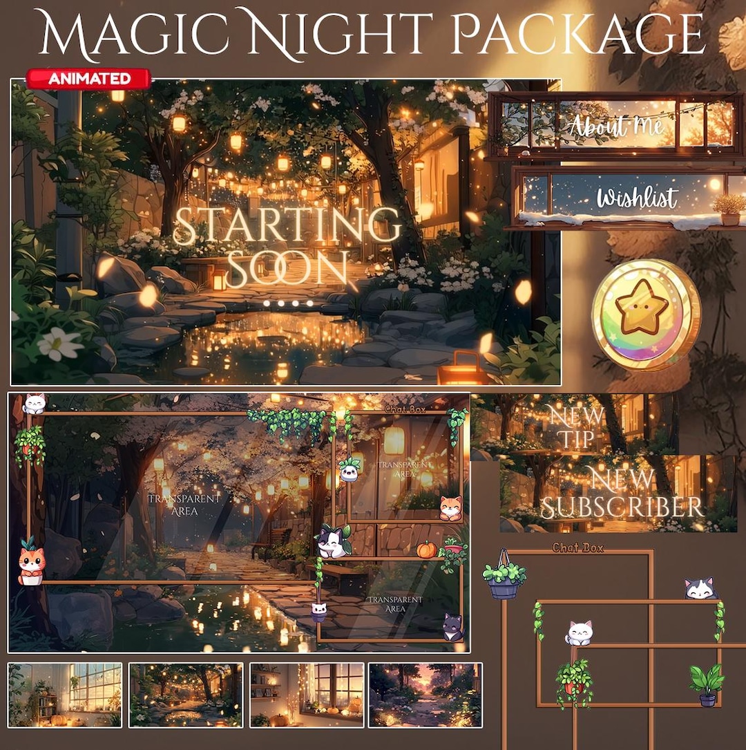 Cozy Night Twitch Overlay, Twitch Screen | Animated Overlay Stream ...
