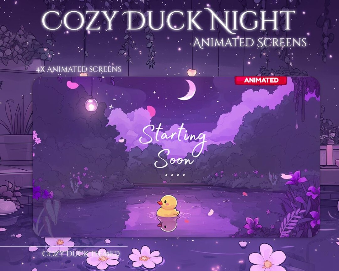 Cozy Duck Twitch Screens, Twitch Screen | Animated Screens Package ...